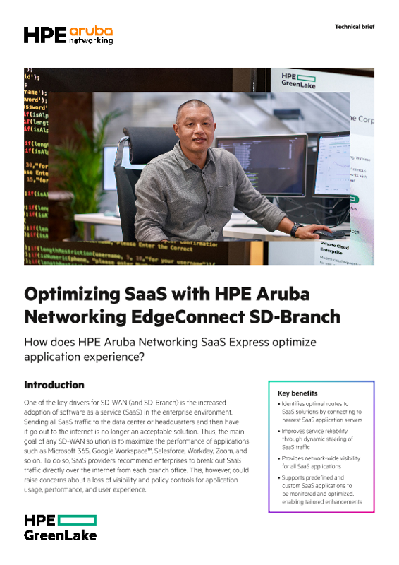 Optimizing software as a service with HPE Aruba Networking SD-WAN Optimizing software as a service with HPE Aruba Networking SD-WAN