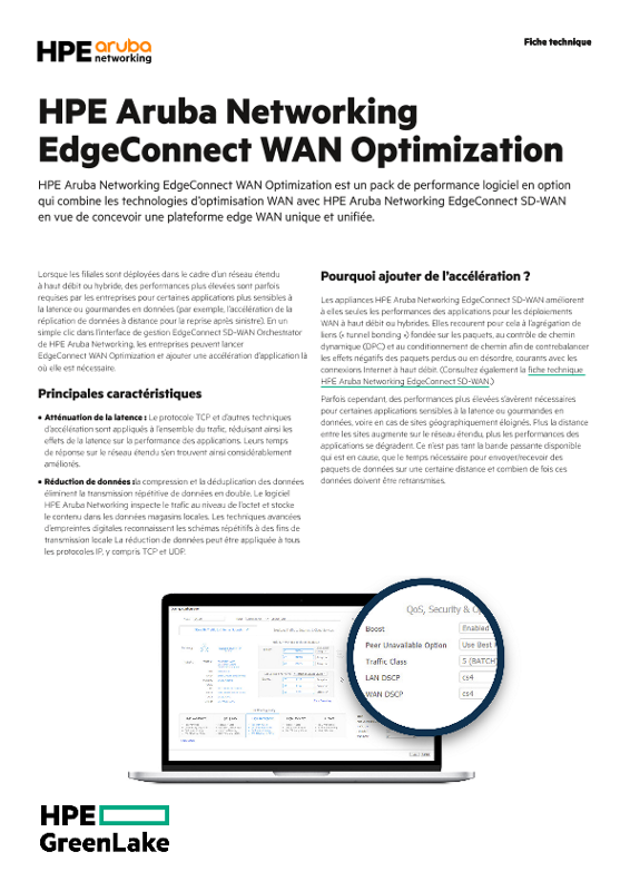 Entreprise : Fiche technique HPE Aruba Networking Boost WAN Optimization Entreprise : Fiche technique HPE Aruba Networking Boost WAN Optimization