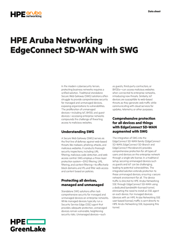 HPE Aruba Networking EdgeConnect SD-WAN with SWG HPE Aruba Networking EdgeConnect SD-WAN with SWG