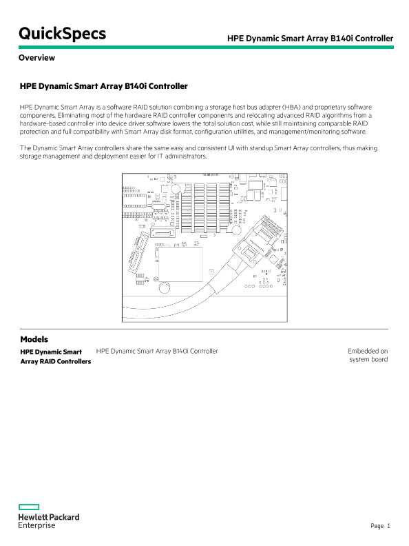 HPE Dynamic Smart Array B140i Controller HPE Dynamic Smart Array B140i Controller