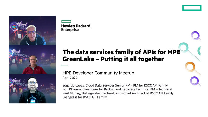 The data services family of APIs for HPE GreenLake – Putting it all ...