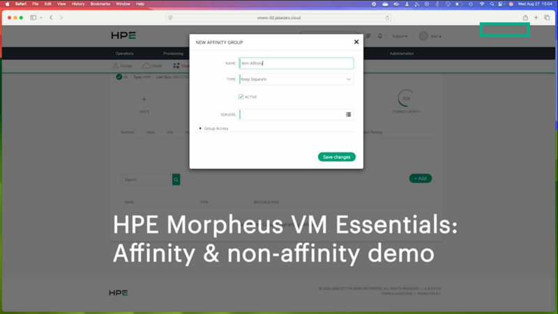 New HPE Morpheus VM Essentials Affinity & Anti-affinity demo | HPE ASIA_PAC