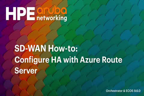 SD-WAN How-to - Configure HA with Azure Route Server | HPE 대한민국